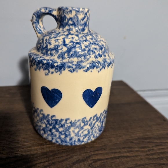 Accents | Vintage Blue Spongeware Heart Pottery Mug | Poshmark